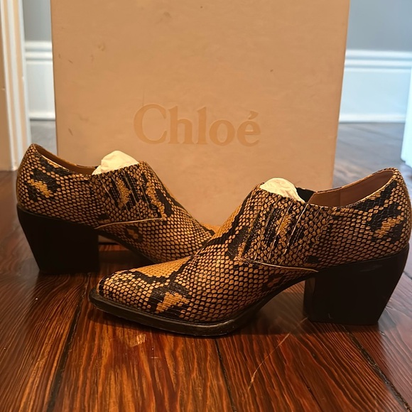 Chloe | Shoes | Chloe Python Boots Chloe Ankle Boots Yellow Snake Print ...